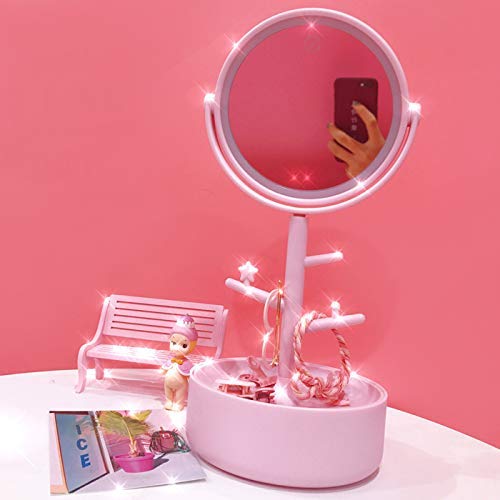 LIMEI-ZEN Vanity Mirror with Lights, LED Illuminated Bathroom Makeup Mirror with 5X Magnifying, Battery Or USB Powered, Double Sided Round Countertop Mirror Mirrors