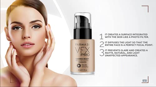 FARMASI VFX Pro Camera-Ready Liquid Foundation, Natural Beige 10, Unisex