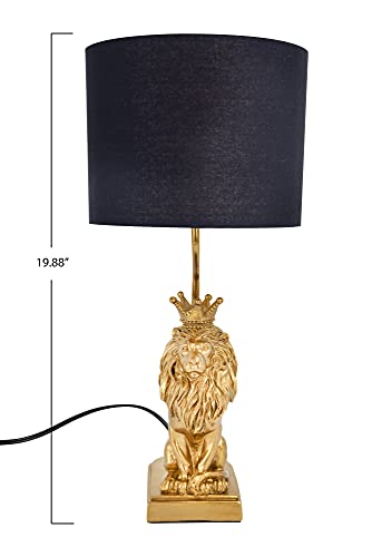 Creative Co-Op Lion Shaped Table Lamp with Black Shade