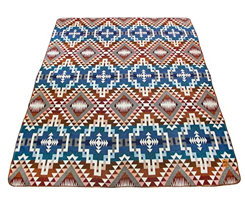 ALPAKITAS Blanket Throw | Large, Beautiful, Warm, Variegated | 75 x 45 inches | Ultra-Soft, Hypoallergenic and Breathable | Non-Itchy or Scratchy Fabric (Ancestral Design Orange & Blue)