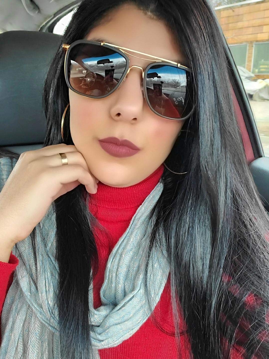 2020 VentiVenti Square Sunglasses For Women Men Polarized Double Bridge Retro Metal Frame UV Protection Brown Frame/Gradient Smoke&Orange Lens
