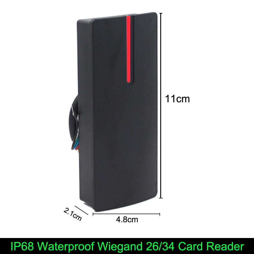 No Relay Access Control Reader Proximity Card Reader Wiegand 26/34 Bit Output Door Access Reader Waterproof IP68 Access Control 125KHZ Card Reader with 10 Color Key