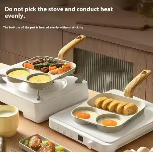 3-in-Divided Frying Pan for Cooking β sarten 3 en 1 antiadherente, Square Egg Pan, One Egg Frying Pan, Section Skillet, 3 in 1 pan for cooking