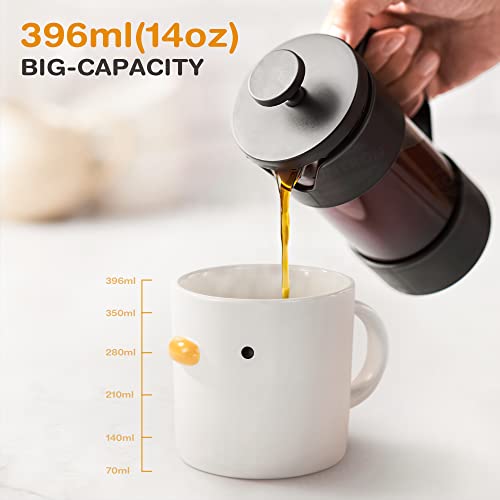 AOUNTRON Coffee Mug 14oz Handcrafted Ceramic Duck Shaped Cute mugs with Artisanal Glaze,Funny Mugs,Gift for Coffee Lovers and Collectors
