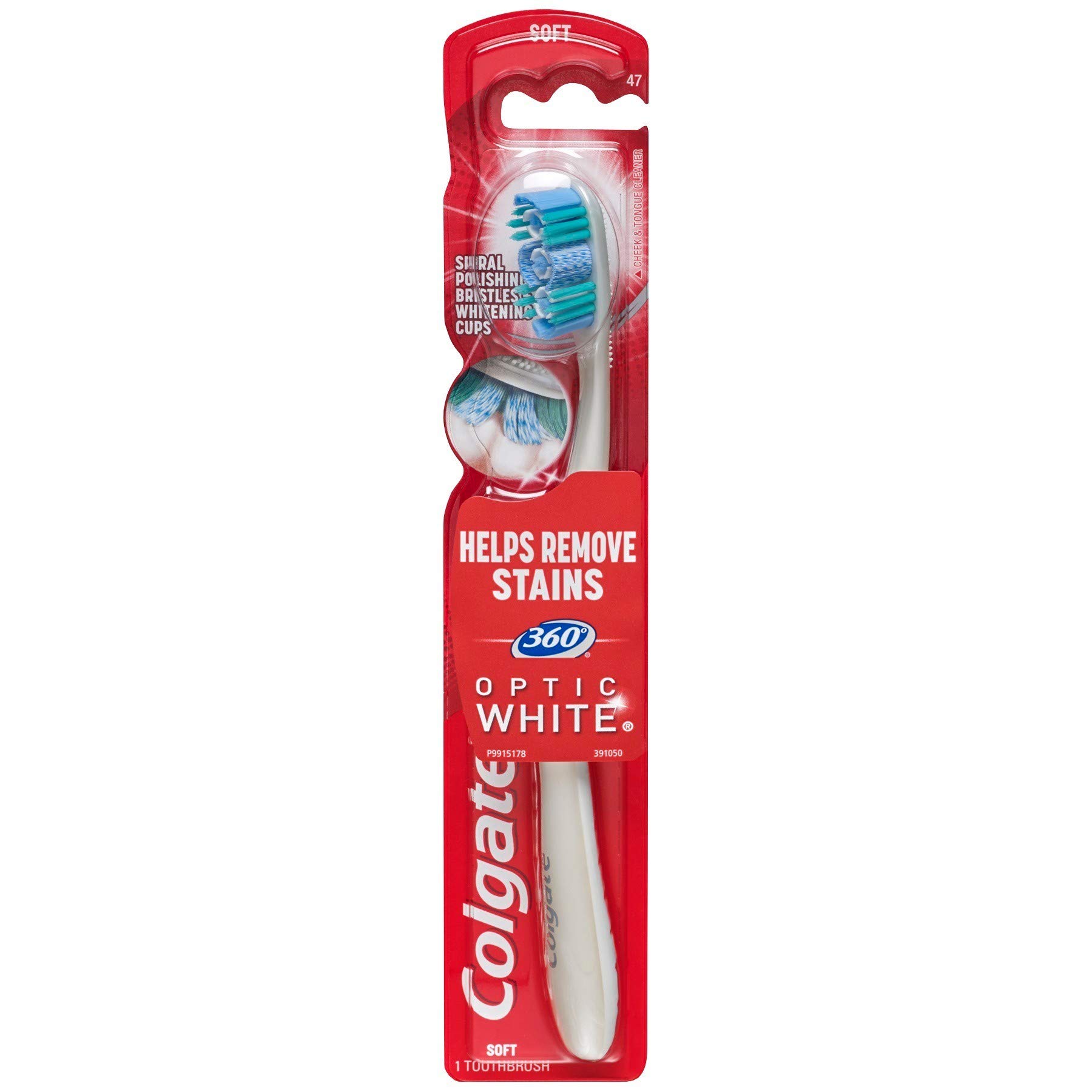 Colgate 360 Optic Full Head Toothbrush, Soft, White, 1 Count
