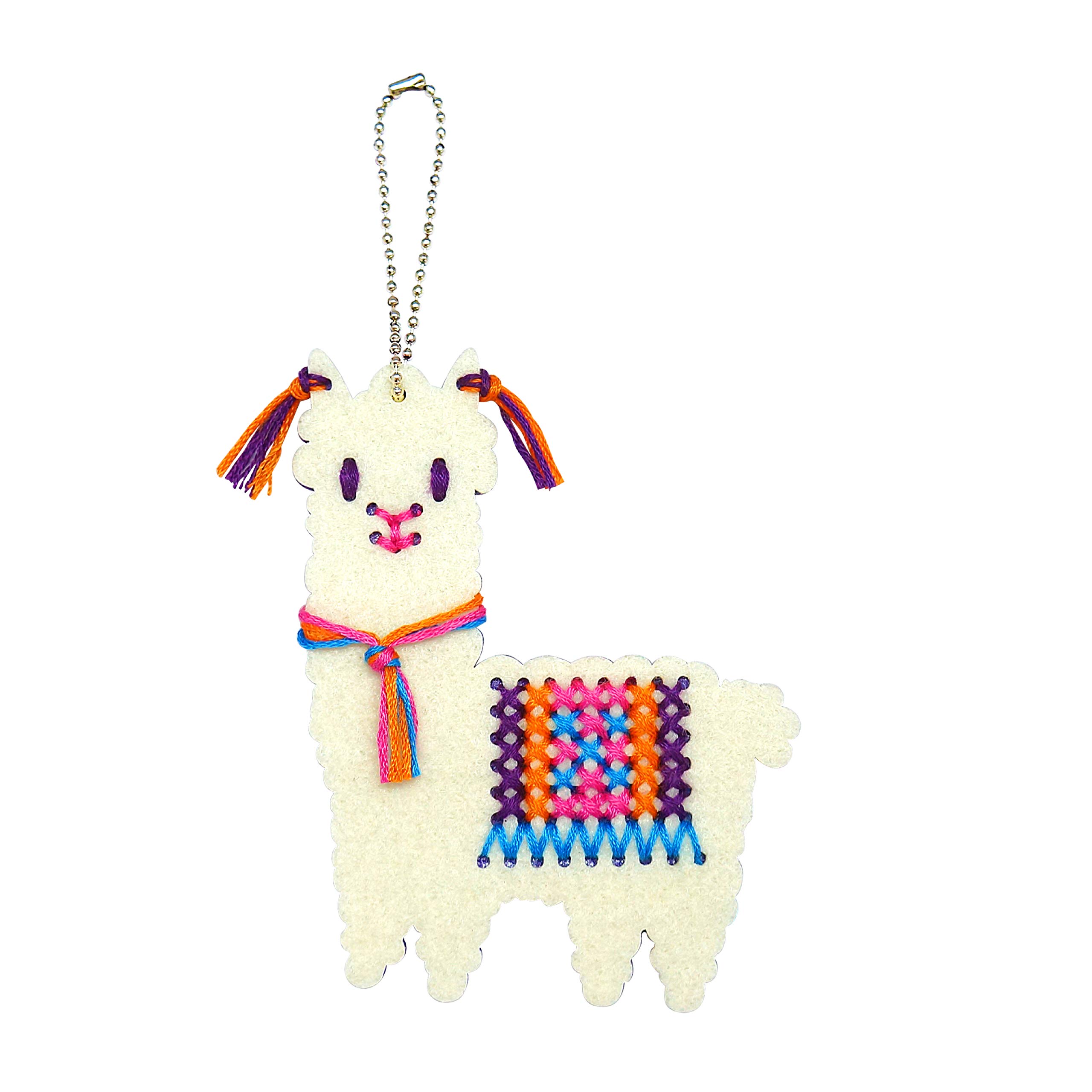 C.S. Kids KC02 DIY Llama Keychain, First Sewing Arts & Crafts Gifts - Animal Crafting Cross-Stitch | Sew Your Own Llama