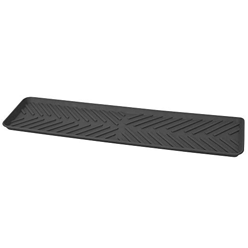 Home Basics Ridged Plastic Non-Skid Dish Drying Mat, Grey (1)