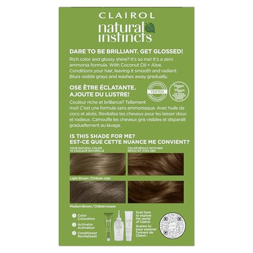 Clairol Natural Instincts Demi-Permanent Hair Dye, 6BZ Light Caramel Brown Hair Color, Pack of 1