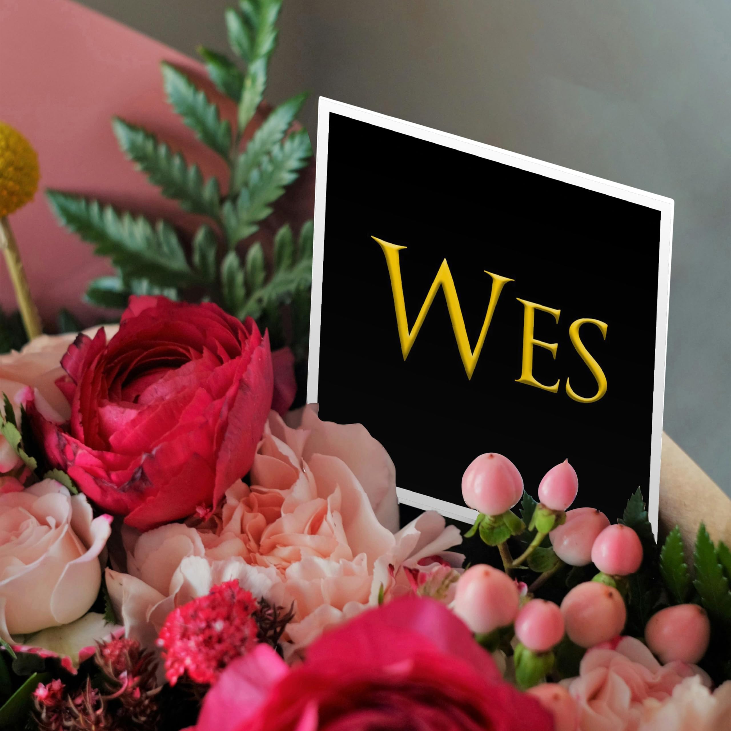 3dRose Wes popular baby boy name in America. Yellow on black gift or... - Greeting Cards (gc-376558-5)