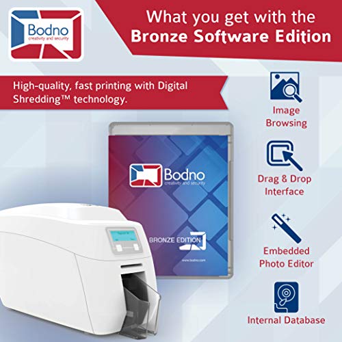 Magicard 300 Single Sided ID Card Printer & Complete Supplies Package with Bodno ID Software - Bronze Edition