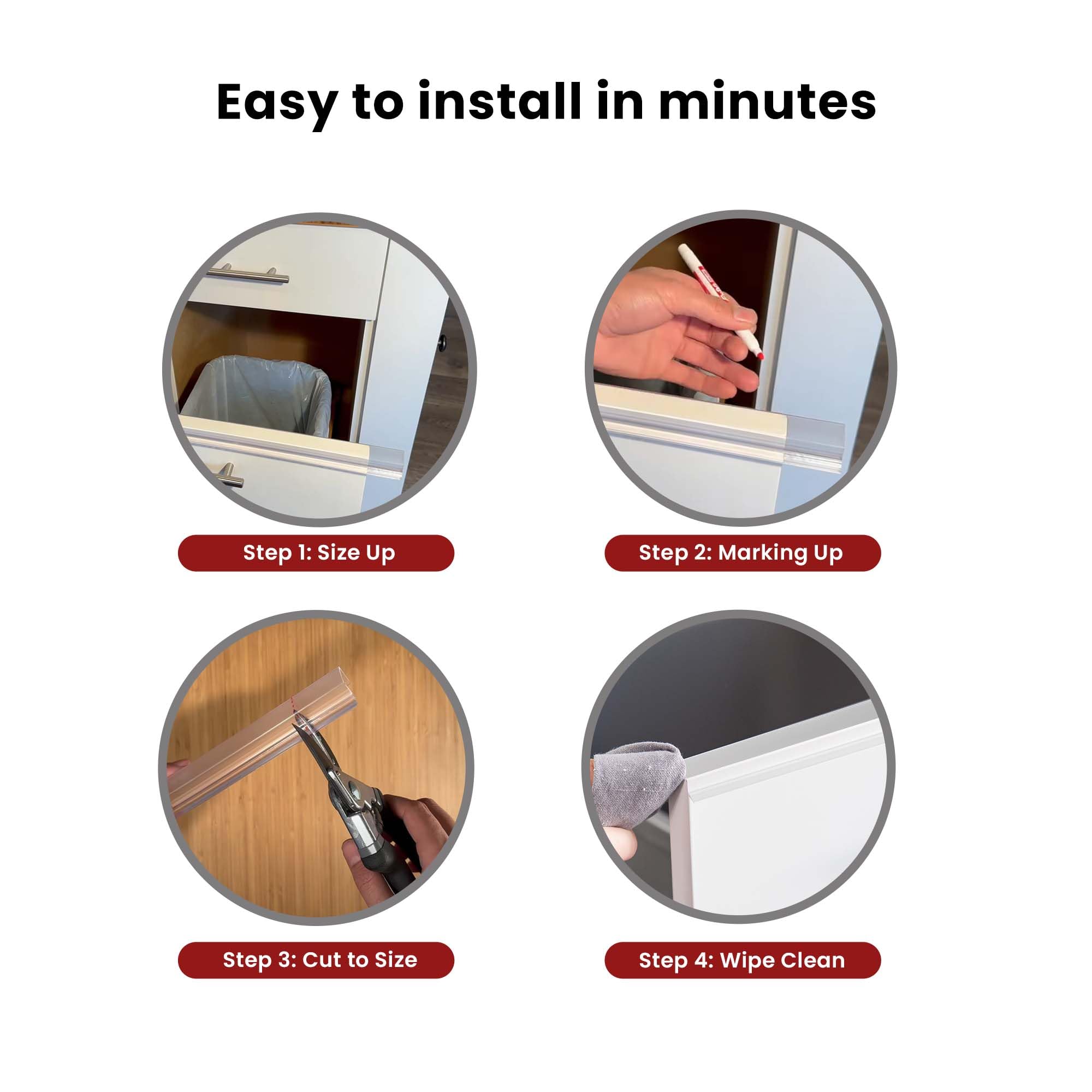 Cabinet Hero Drip Ramp - Slip-On Cabinet Edge Protector, Max Water and High Moisture Protection, Prevents Water Damage, Discoloration, Chipping and Peeling β 3/4" Thick, 18" Length, Clear β Pack of 2