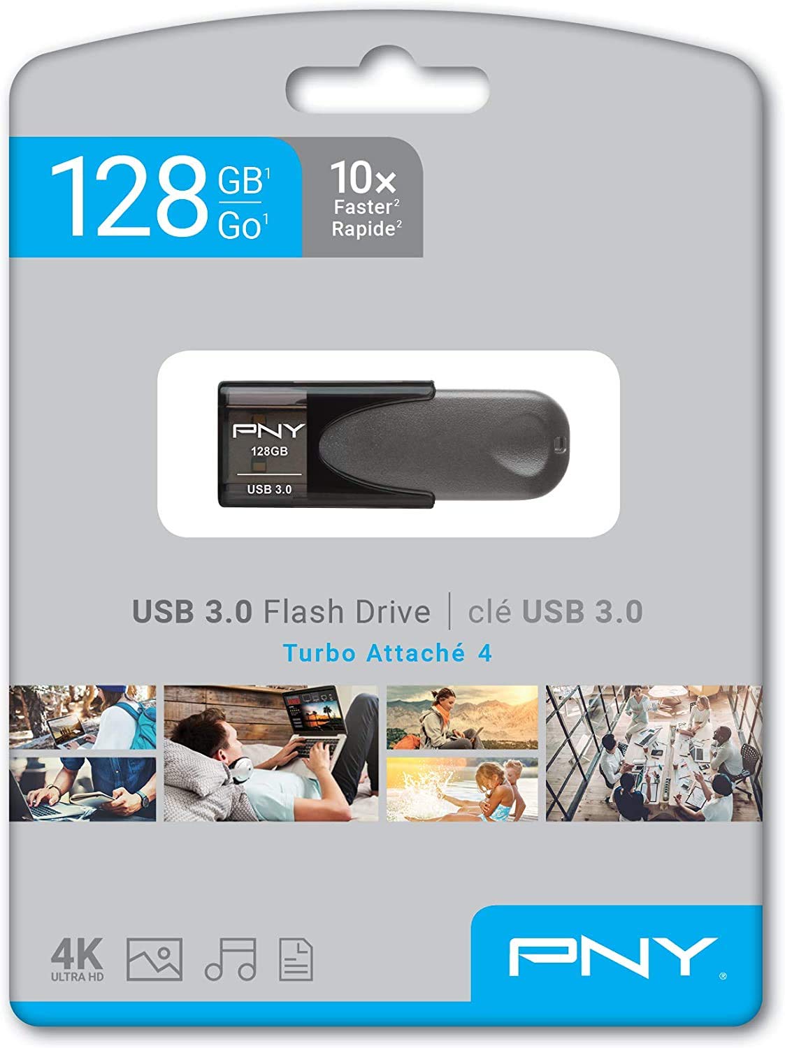 Generic PNY Flash Drive (Bulk 2 Pack) Turbo Attaché 4 USB 3.0 Works with Computer (P-FD128TBAT4-GE) Bundle with (1) Everything But Stromboli Lanyard, 128GB