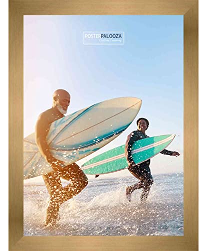6x9 Frame Gold Bronze Wood Picture Frame - UV Acrylic, Foam Board Backing, & Hanging Hardware Included!