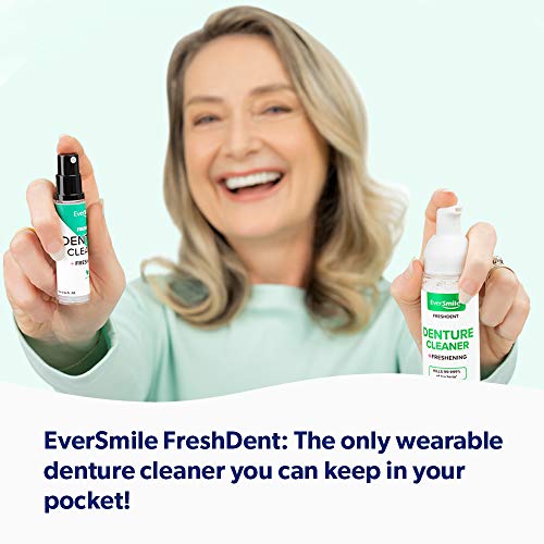 FreshDent Denture & Partial Cleaner - On The Go Dental Cleaning & Teeth Whitening Spray. Kills Bacteria & Freshens Bad Breath Mint Flavored (2pk)