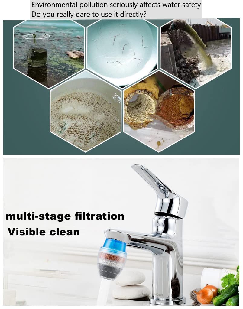 3 Pack Faucet Mount Filters, Faucet Water Purifier, Five-Layer Filter Activated Carbon Filter Suitable for faucets with a Diameter of 0.51-0.63 inches for Home Kitchen and Bathroom