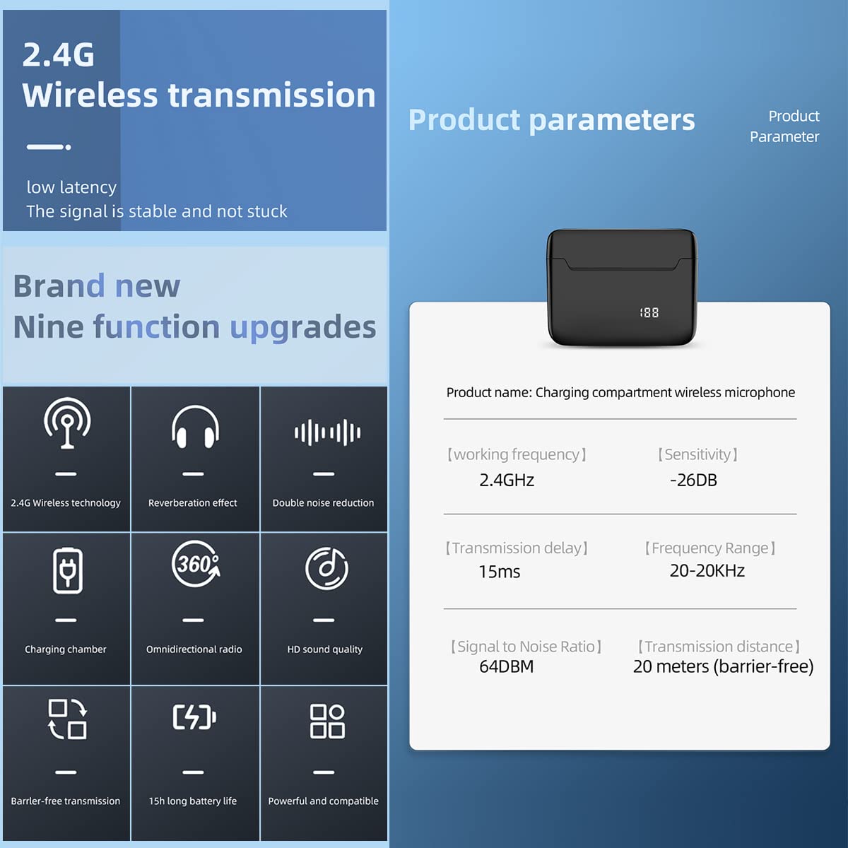 2 Pack Wireless Lavalier Microphone for iPhone iPad,2.4GHz Plug-Play Professional Video Recording Mic with Charging Case AI Mode Denoise Live Stream Interview Vlog TikTok YouTube 70ft Transmission