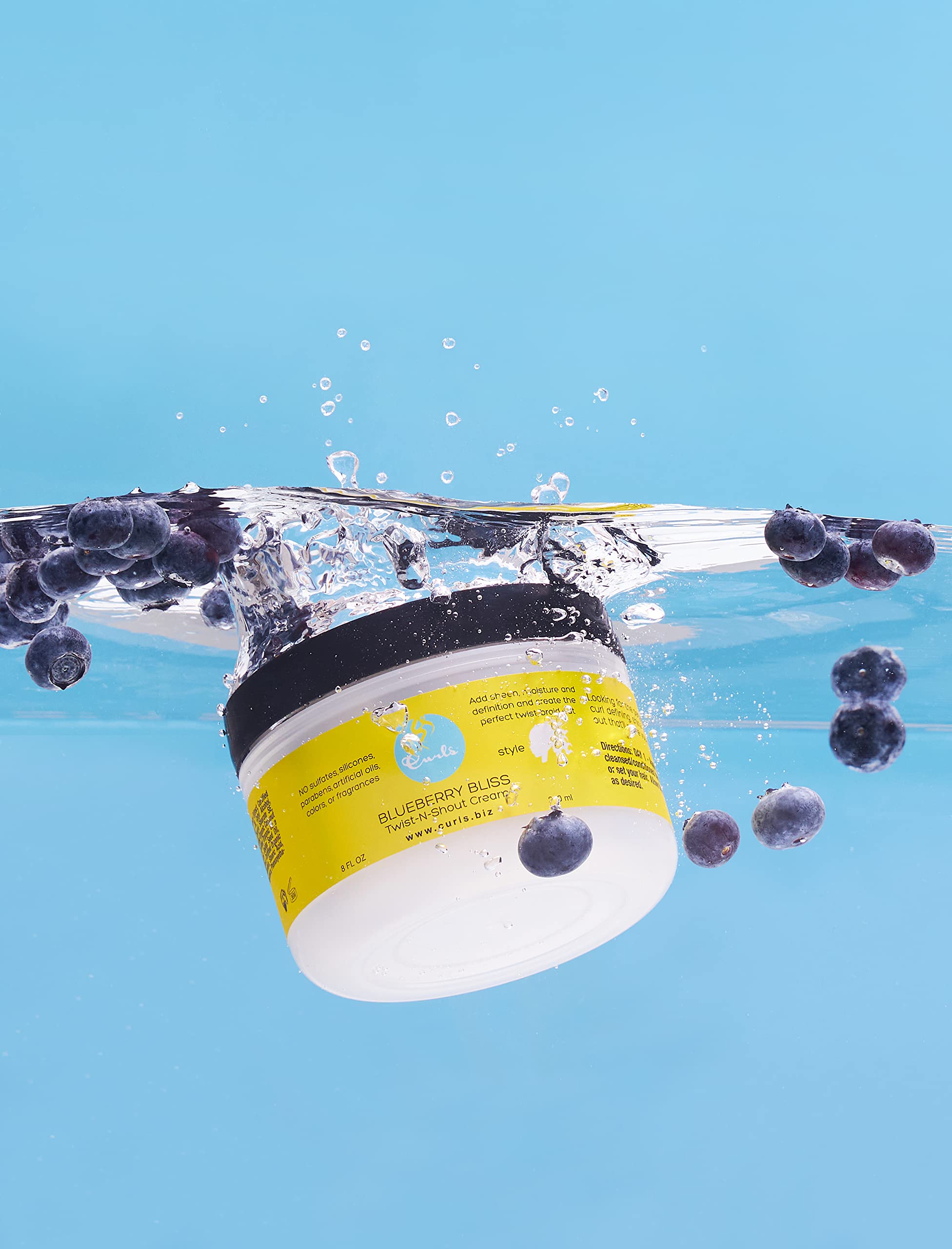 Curls Blueberry Bliss Twist-N-Shout Cream - 8 oz, for the Perfect Twist Outs and Braid Outs, for All Natural Types, Adds Sheen, Moisture, and Definition to Hair