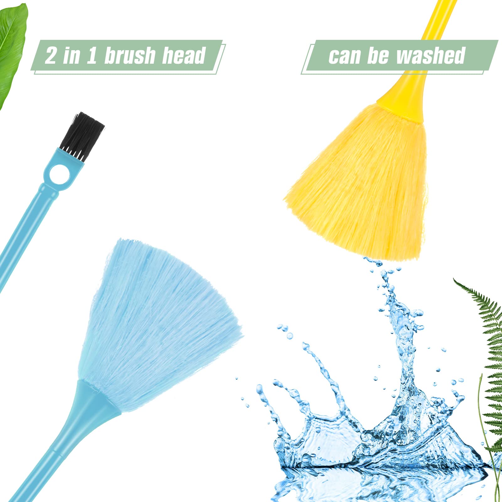 3 Pack Fluffy Microfiber Delicate Kitchen Duster Anti Static Laptop Keyboard Brush Mini Microfiber Duster Small Dusting Wand Multifunction Screen Brush for Electronic Equipment, Blue, Yellow, Red