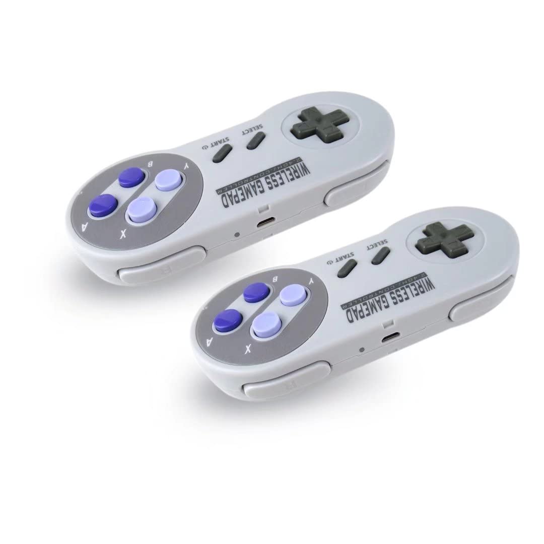 2 Pack Wireless Controller for SNES Classic Edition(Mini)/ for NES Classic Edition, Gamepad with USB Wireless Receiver Compatible for Switch, Windows, iOS, Liunx, Android Device