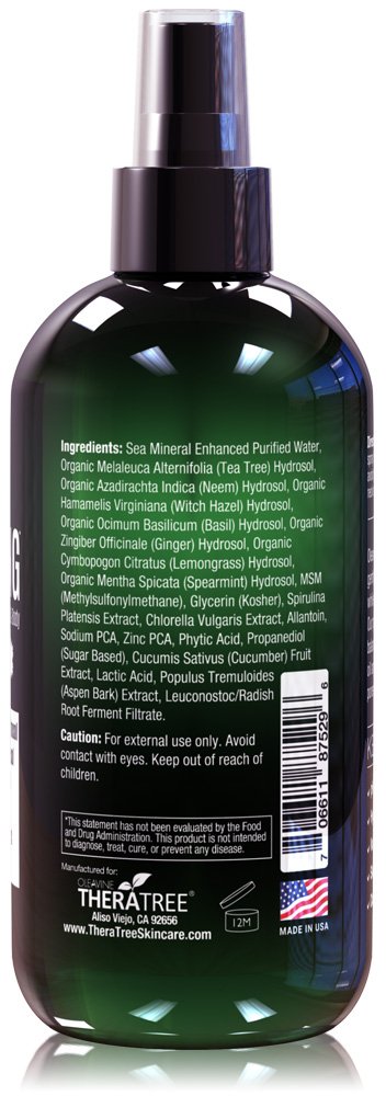 Clarifying Toner with MSM, Tea Tree & Neem Hydrosol, Complexion Control for Face & Body – Helps Reduce Appearance of Pore Size, Controls Oil to Tone, Balance & Hydrate Skin - 8 oz