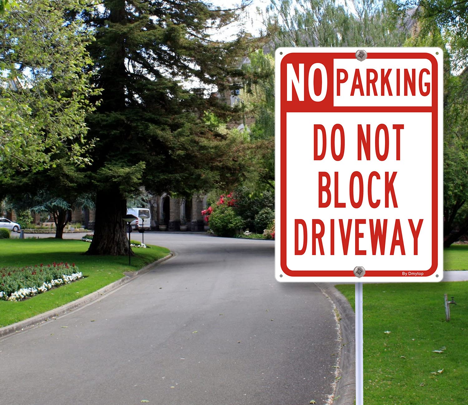 No Parking Sign Do Not Block Driveway Sign, (2 Pack) 10 x 14 Inches Rust Free Aluminum Metal Sign, UV Protected Weather Resistant Durable In Easy to Mount