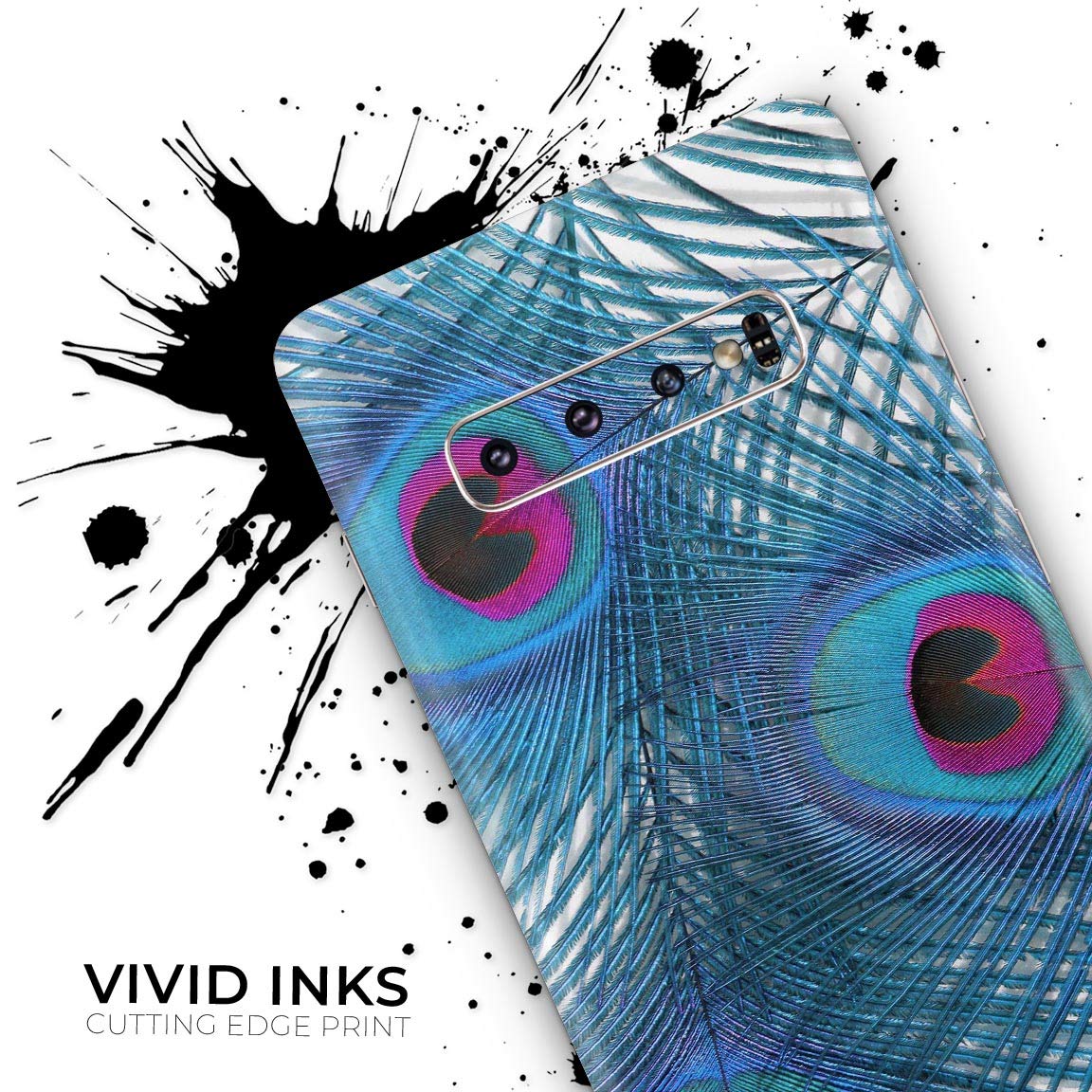 DesignSkinz Blue Peacock Protective Vinyl Decal Wrap Skin Cover Compatible with The Samsung Galaxy S20 (Screen Trim & Back Glass Skin)