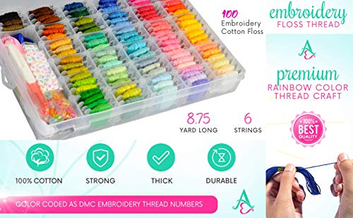 Friendship Bracelet String Kit - 276pcs Embroidery Floss and Accessories - Labeled with Thread Numbers for Cross Stitch Supplies, Embroidery, Cool String Art- Style for Teen or Girls