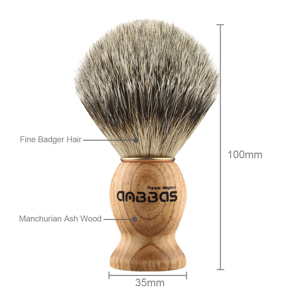 Anbbas Shaving Brush, Handmade Pure Badger Hair Brush with Natural Manchurian Ash Wood Handle for Men Traditional Wet Shaving