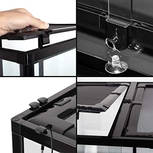 REPTI ZOO 85 Gallon Reptile Glass Terrarium, 48" x 24" x 18" Double Hinge Door with Screen Ventilation Reptile Terrarium (Knock-Down)
