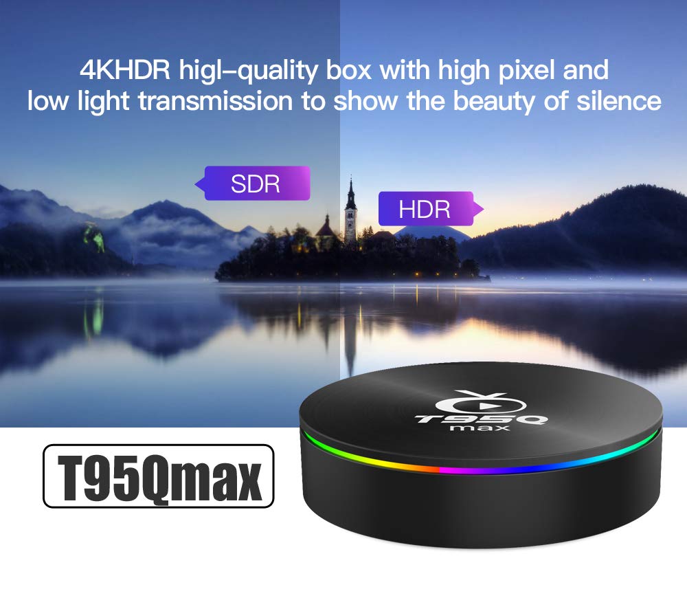 Android 9.0 TV Box T95Q Amlogic S905X3 with DDR3 4GB RAM 32GB ROM 4K Ultra HD H.265 Dual Band WiFi Bluetooth 4.0 Media Box 2.4/5Ghz WiFi 100M LAN
