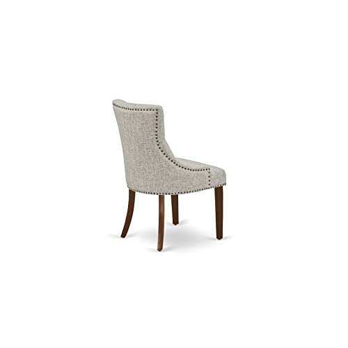 East West Furniture DOFR7-MAH-05 7Pc Dinette Set Includes a Rectangular Kitchen Table with Butterfly Leaf and Six Parson Chairs with Doeskin Fabric, Mahogany Finish