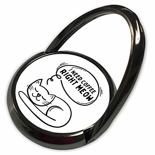 3dRose Black and White I Need Coffee Right Meow Funny Animal Phrases - Phone Rings (phr-360925-1)