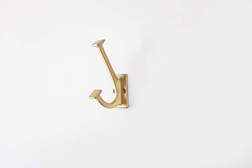 Hickory Hardware Skylight Collection Coat Hooks, Wall Hooks for Hanging Coats, Hats, Towels, Robes and More, 4-7/8 Inch Long, Brushed Golden Brass, 14 Pack