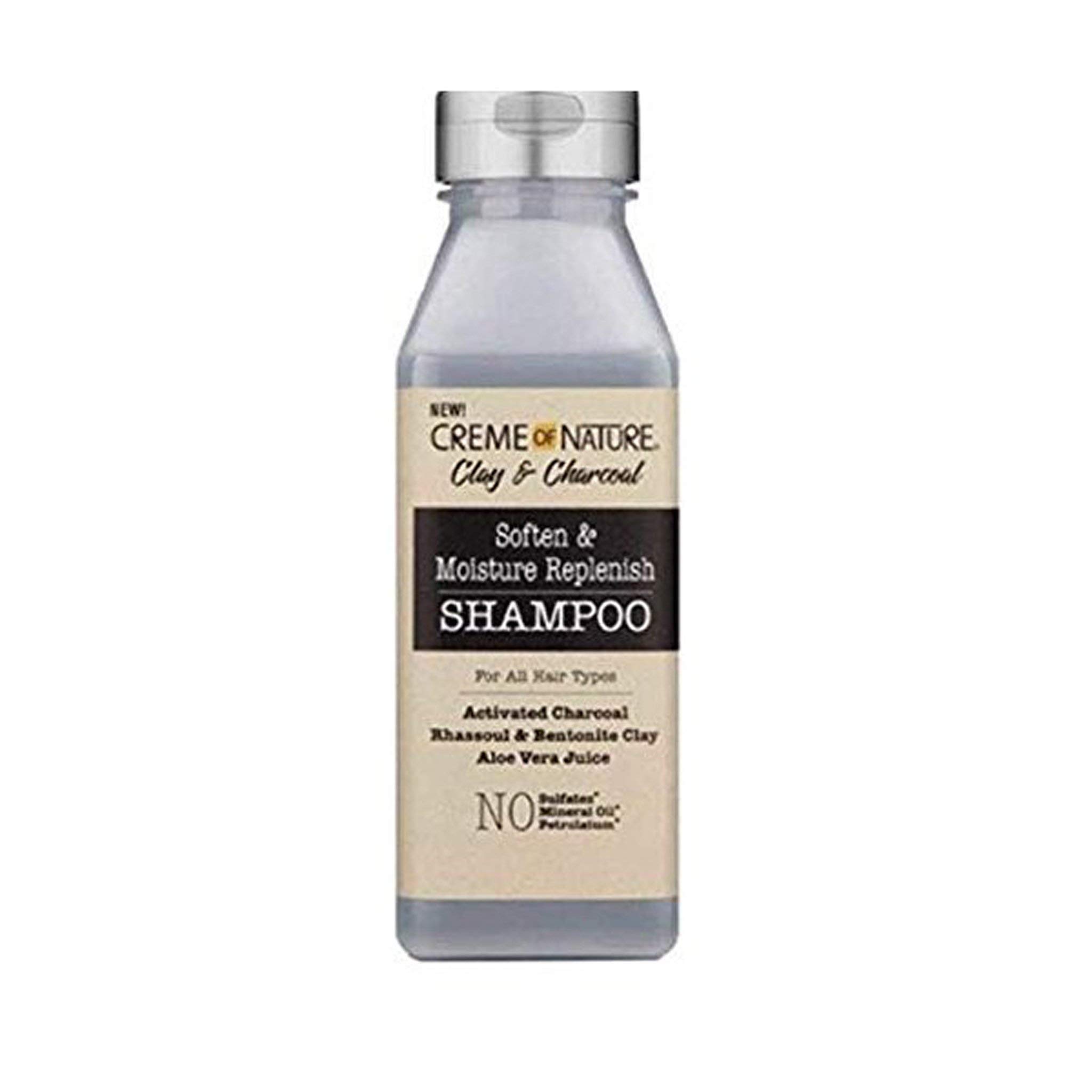 Clay & Charcoal Shampoo by Creme of Nature, Soften & Moisture Replenish Hair, with Aloe Vera Juice, 12 Fl Oz