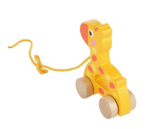 Adorable Giraffe Wooden Animal Pull Toy - Solid Wood Educational Baby Toy for Toddler Boys and Girls Age 18 Months, and Up - Classic Developmental Pull Toy