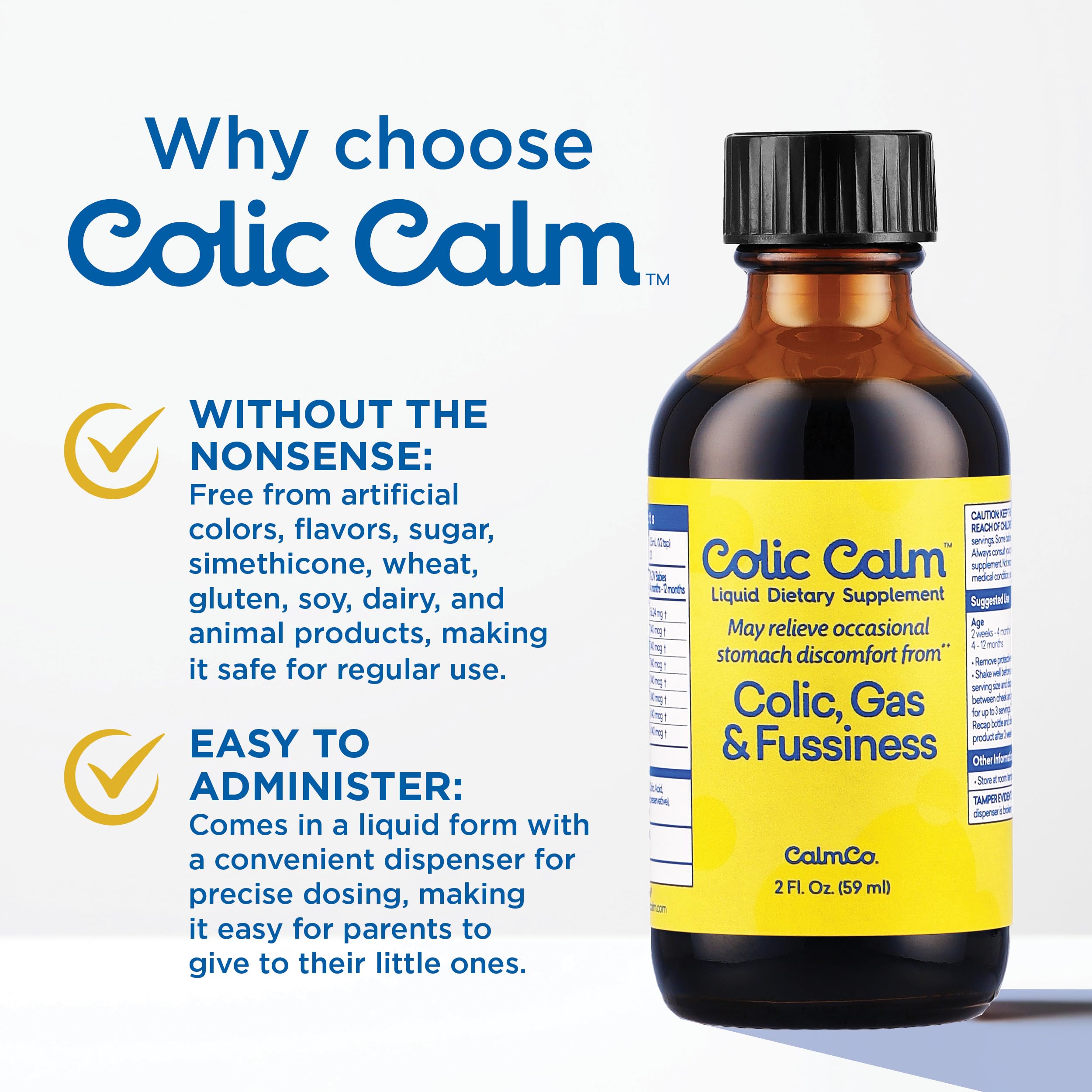 Colic Calm Gripe Water, Colic & Infant Gas Relief Drops, 2 Ounce