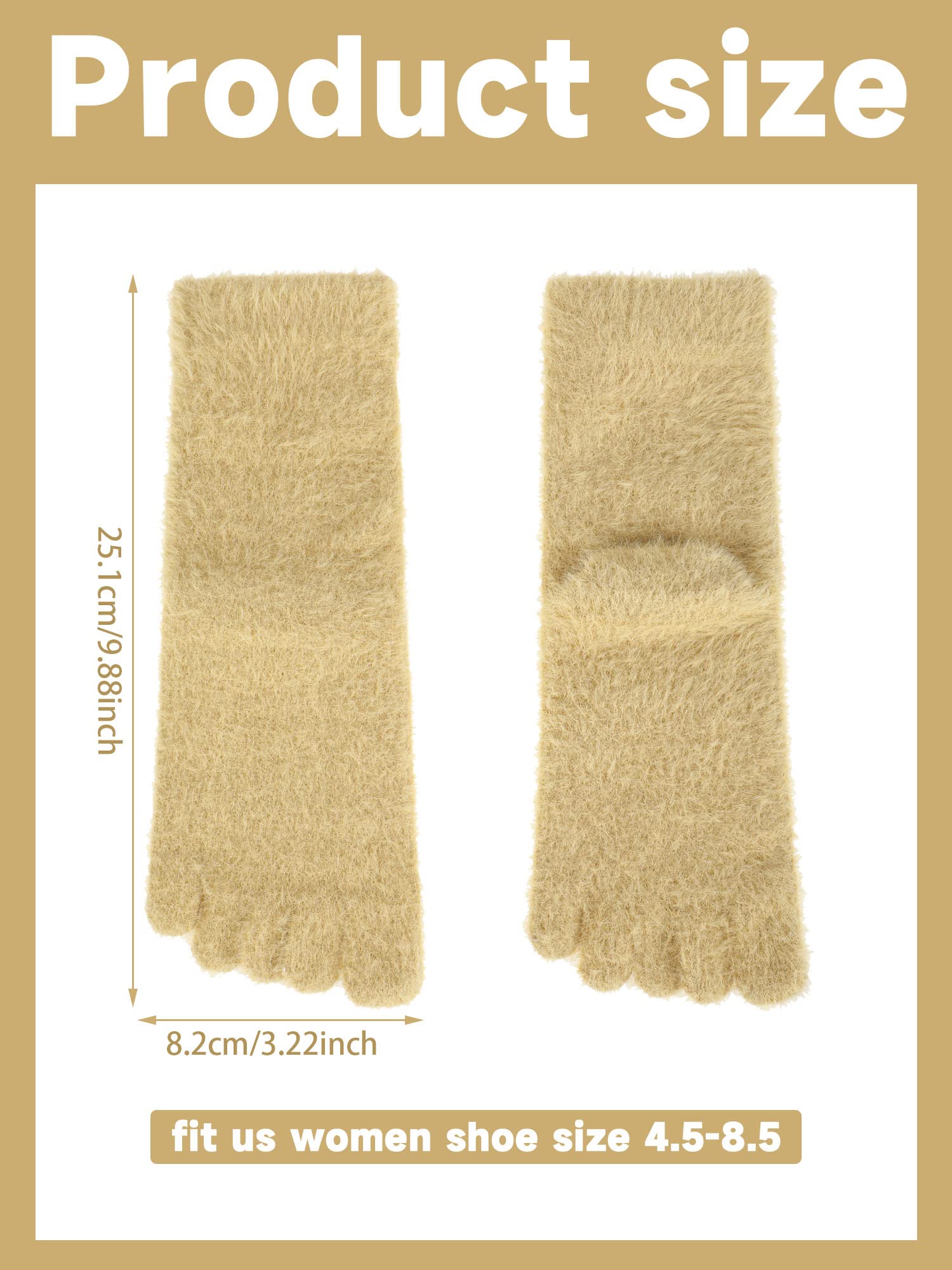 3 Pairs Women Toe Socks Fuzzy Toe Socks Warm Winter Toe Socks Five Toe Socks for Women Men, Size 5-8(Black, White, Beige)