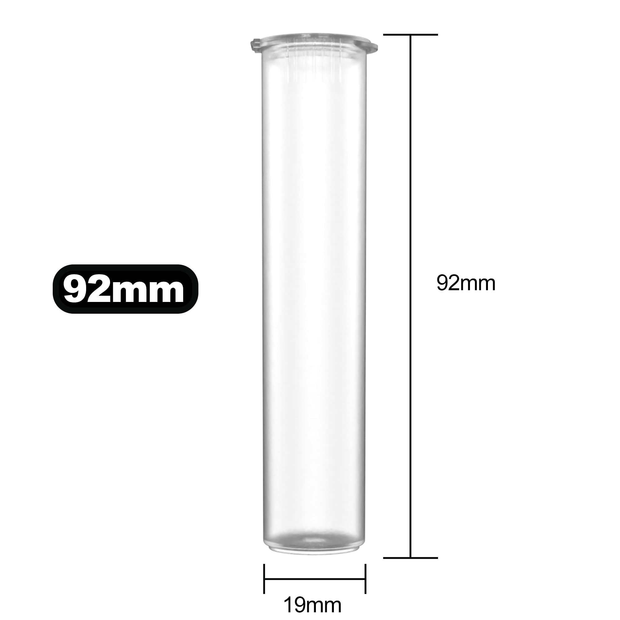 92mm CR Plastic Packaging Pop Top Tubes - Child Resistant Travel Holder Vial Containers - 700 qty (Clear)