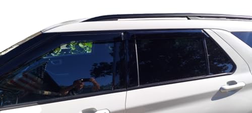 2020-2025 Tape-On Side Window Visor Deflectors for Ford Explorer XLT Limited Timberline ST King Ranch Platinum Dark Tinted Rain Guards 2021 2022 2023 2024