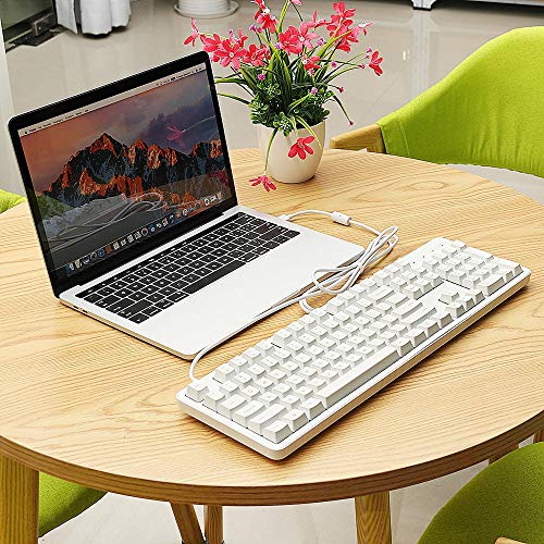Teerwere Gaming Keyboard Mechanical Gaming Keyboard, Original 104Keys NKRO Cherry Red Switch Mechanical Keyboard Not Easy to Fade Mechanical Gaming Keyboard (Color : White, Size : One Size)