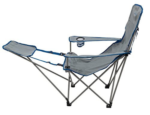 ALPS Mountaineering Escape Lounge Camping Chairs for Adults with Footrest and Adjustable Armrests, Sturdy Steel Frame, Compact Foldable Design, and Carry Bag, Gray/Blue - New