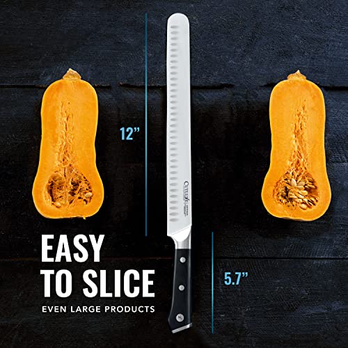 Cutluxe Slicing Carving Knife โ 12" Brisket Knife, Meat Cutting and BBQ Knife โ Razor Sharp German Steel โ Full Tang & Ergonomic Handle Design โ Artisan Series