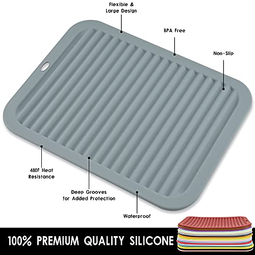 Smithcraft Silicone Trivets for Hot Dishes, Pots and Pans, Hot Pad 9"X12for Kitchen, Multi-Purpose Silicone Trivet Mat, Heat Resistant Mat for Quartz Counter & Table, Silicone Pot Holders Set 2 Purple