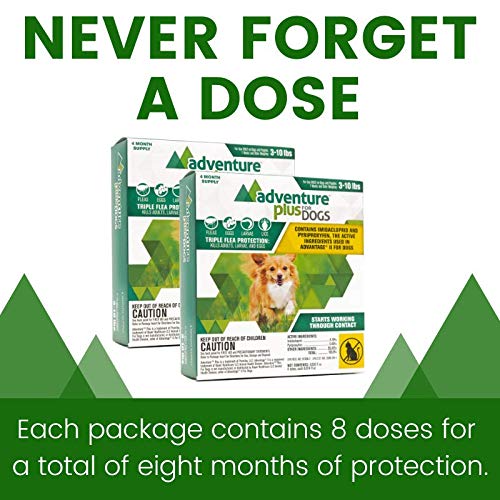Adventure Plus Flea Prevention for Dogs, Topical Flea Treatment and Control (Pack of 8, Small (3-10 lb))