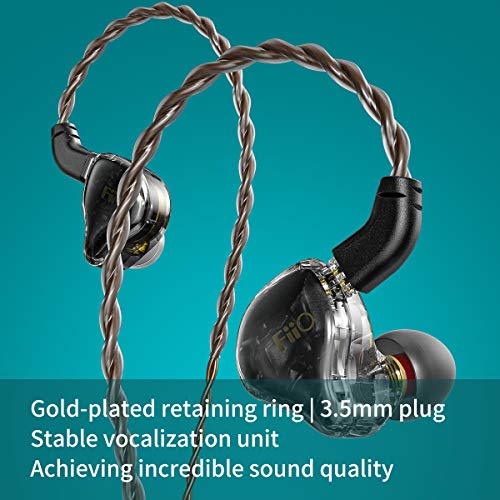 FiiO FD1 Hi-Res Earphone Wired,Beryllium-Plated 1DD,4-Stranded High-Purity Monocrystalline Copper, 0.78pin,Strong Bass (Without Mic,Black)