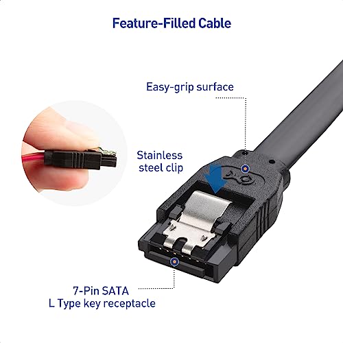 Cable Matters 3-Pack 6 Gbps Right Angle SATA Cables - 18 Inches, 90 Degree SATA 3 Cable for SSD & HDD, Black