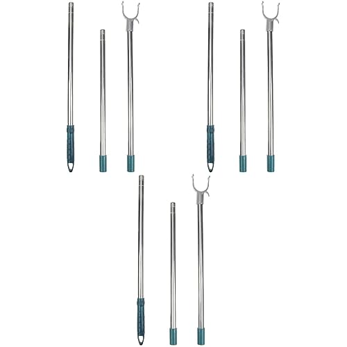 Abaodam 3pcs stitching clothes rail professional dresses specialty tools accessories outdoor closet hooks reach closet pole reach pole hook Clothes Drying Rod Sturdy Clothes Pole CD