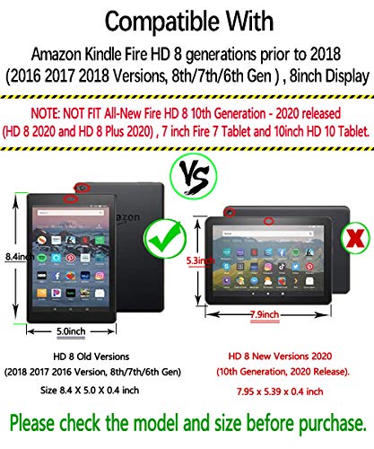 Case for Kindle fire HD 8 Old Model (Only Fit 2018 2017 2016, 8th/7th/6th Gen), Not Fit HD 8 2020 Tablet and HD 8 Plus, JZCreater Standing Case Cover with Auto Wake/Sleep, Purple Butterfly