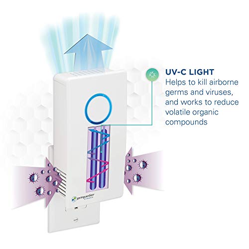 germguardian Germ Guardian Technologies Pluggable UV-C Sanitizer, Deodorizer, Kills Germs, Freshens Air and Reduces Odors from Pets, Smoke, Mold, Cooking and Laundry (2, Crystal White) (GG1100W2PK)