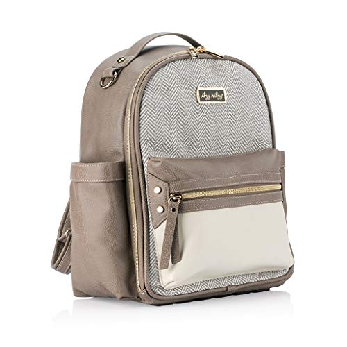 Itzy Ritzy Mini Diaper Bag Backpack β Chic Mini Diaper Bag with Changing Pad, 8 Total Pockets (4 Internal and 4 External), Grab-Top Handle and Rubber Feet (Vanilla Latte)